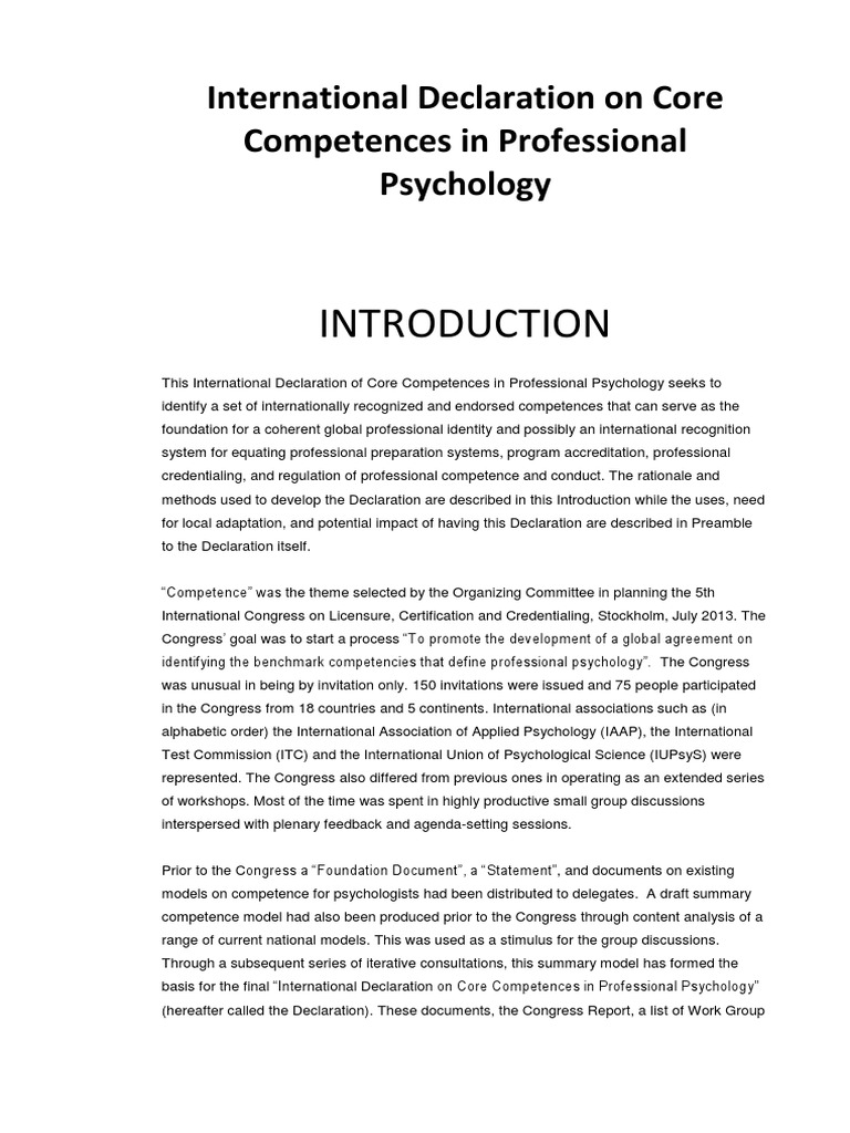 The International Declaration On Core Competences in Professional ...