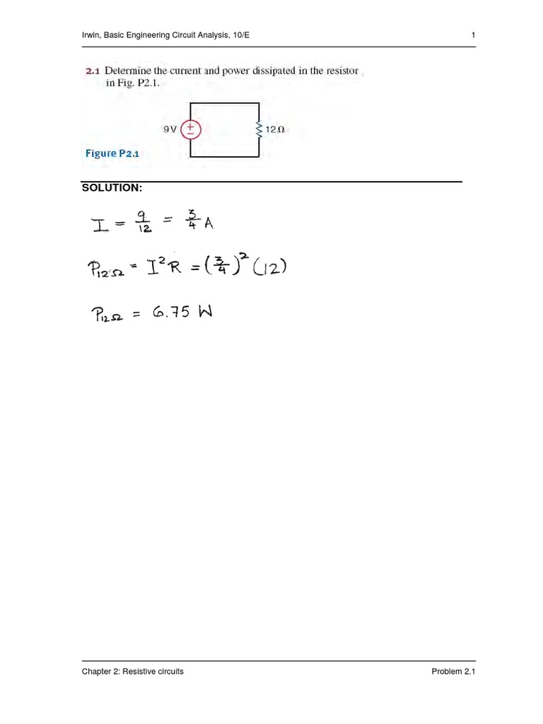 Basic Engineering Circuit Analysis 10th Edition Irwin Solution Manual PDF | PDF | Aesthetics ...