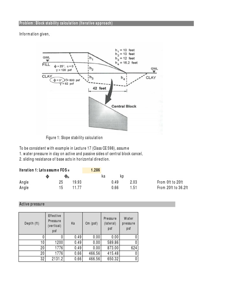 Calculation For Block Analysis of Slope Failure | PDF | Solid Mechanics ...