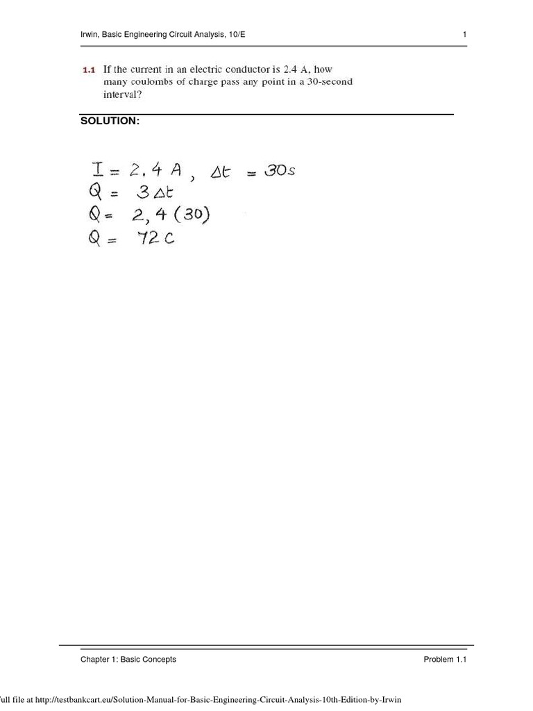 Solution Manual For Basic Engineering Circuit Analysis 10th Edition by ... Solution Manual For Basic Engineering Circuit Analysis 10th Edition by ...