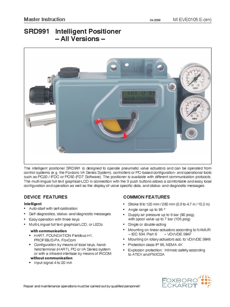 foxboro srd991_iom | Amplifier | Actuator