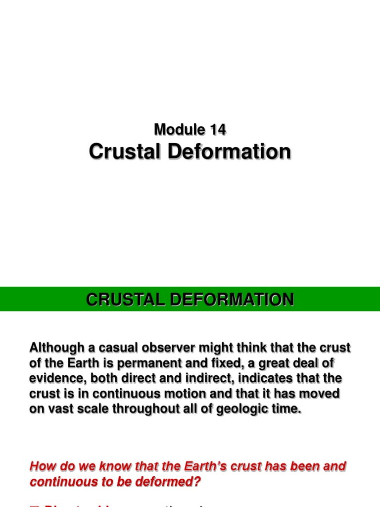 Module 14 - Crustal Deformation | PDF | Fault (Geology) | Geology
