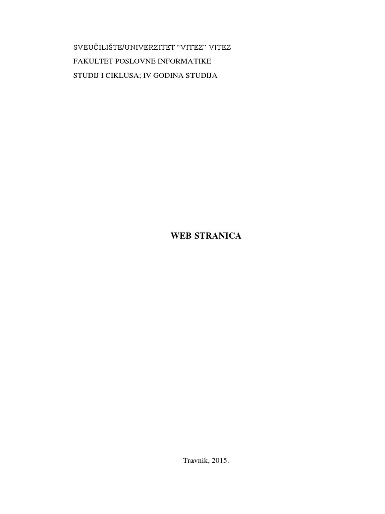 Izrada Web Stranica Primjer Seminarski Rad | PDF | Career & Growth | Business