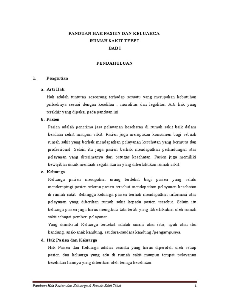 Panduan Hak Pasien RS Tebet | PDF | Pengembangan Diri | Kesehatan Holistik
