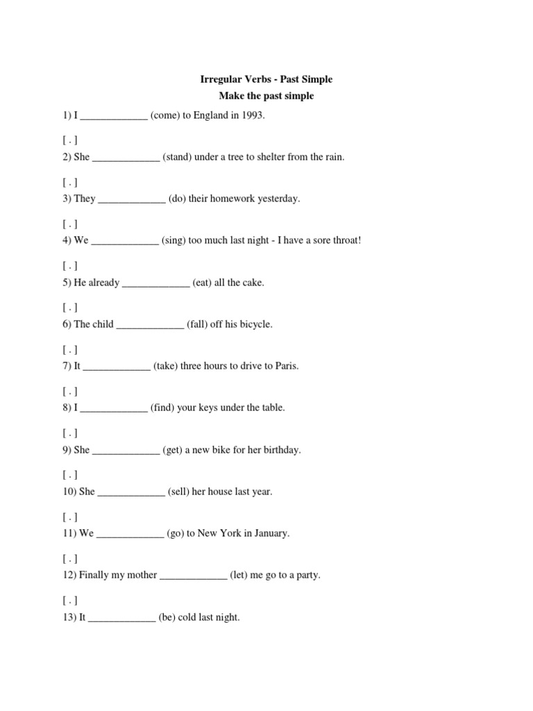 Irregular Verbs - Past Simple Make The Past Simple | PDF | Language ...