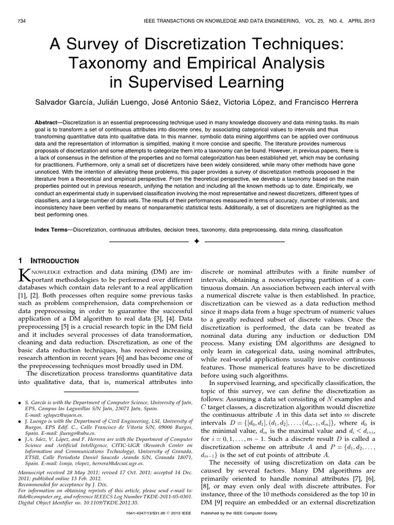 Discretization Techniques in Data Mining | PDF | Statistical Classification | Level Of Measurement
