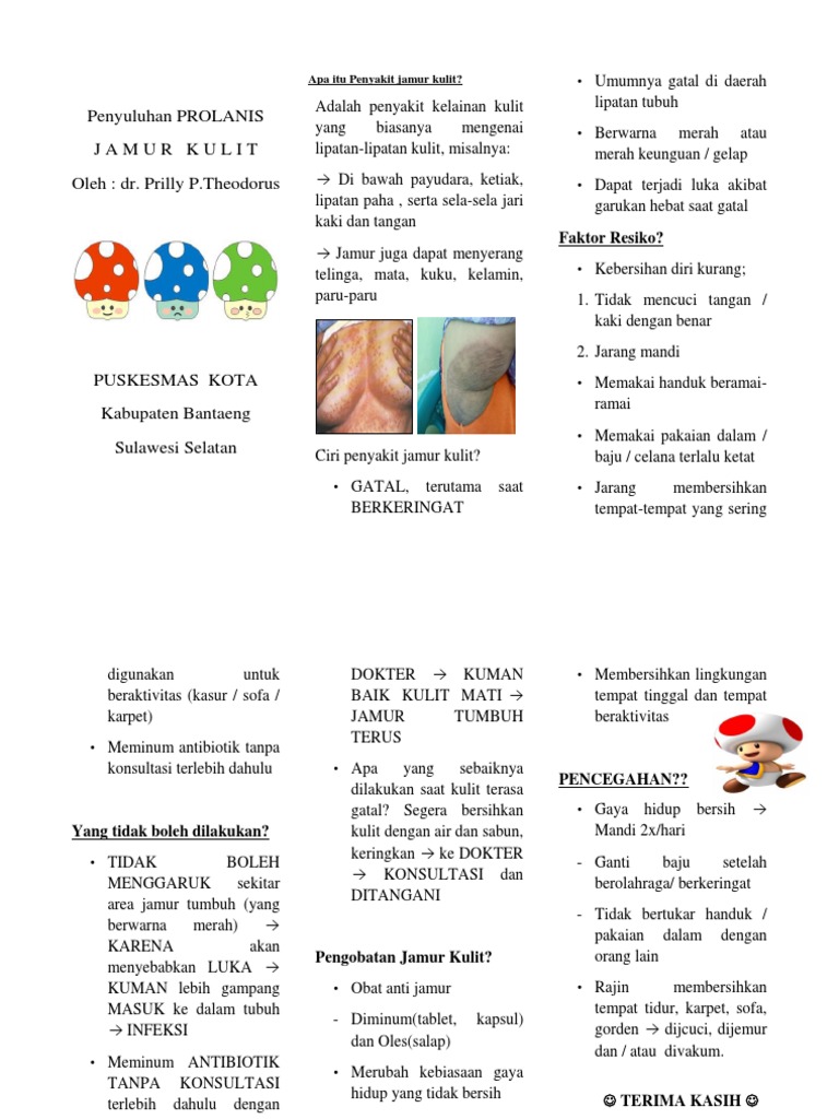 Leaflet Jamur Kulit - Penyuluhan PROLANIS - Internship | PDF