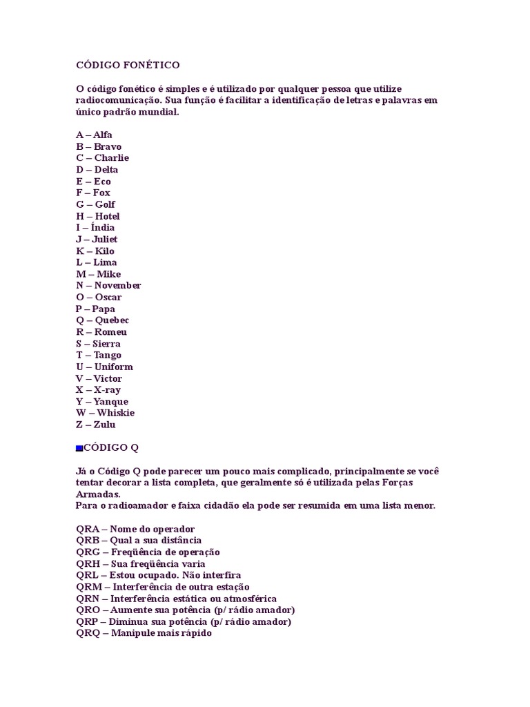 Códigos fonéticos e rádioamadores | PDF | Radioamadorismo | Rádio