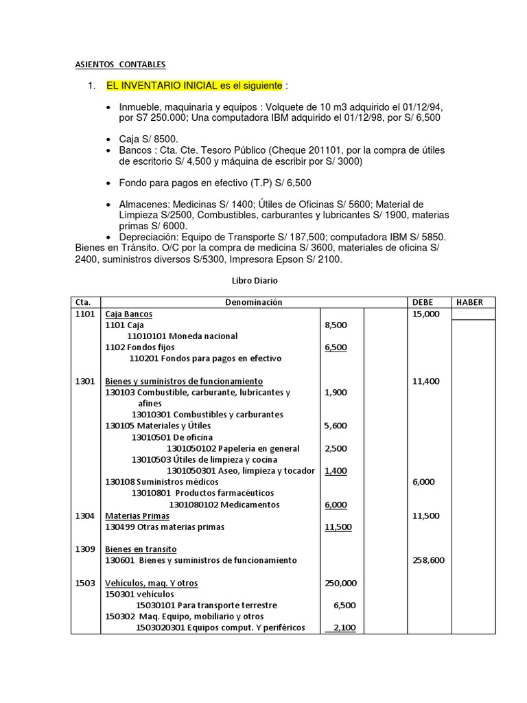 Asientos Contables Contab. Gubernamental 1 | Cheque | Pensión | Prueba ...