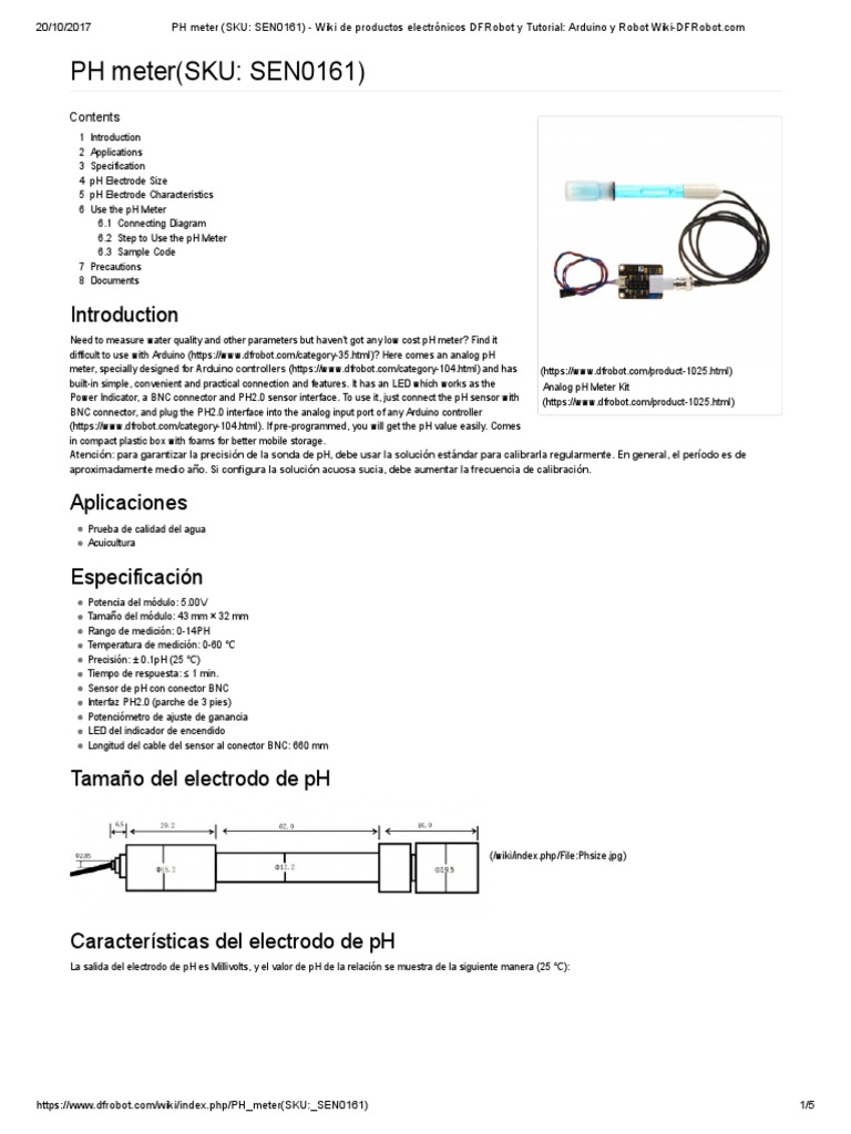 PH Meter (SKU - SEN0161) - Wiki de Productos Electrónicos DFRobot y ...