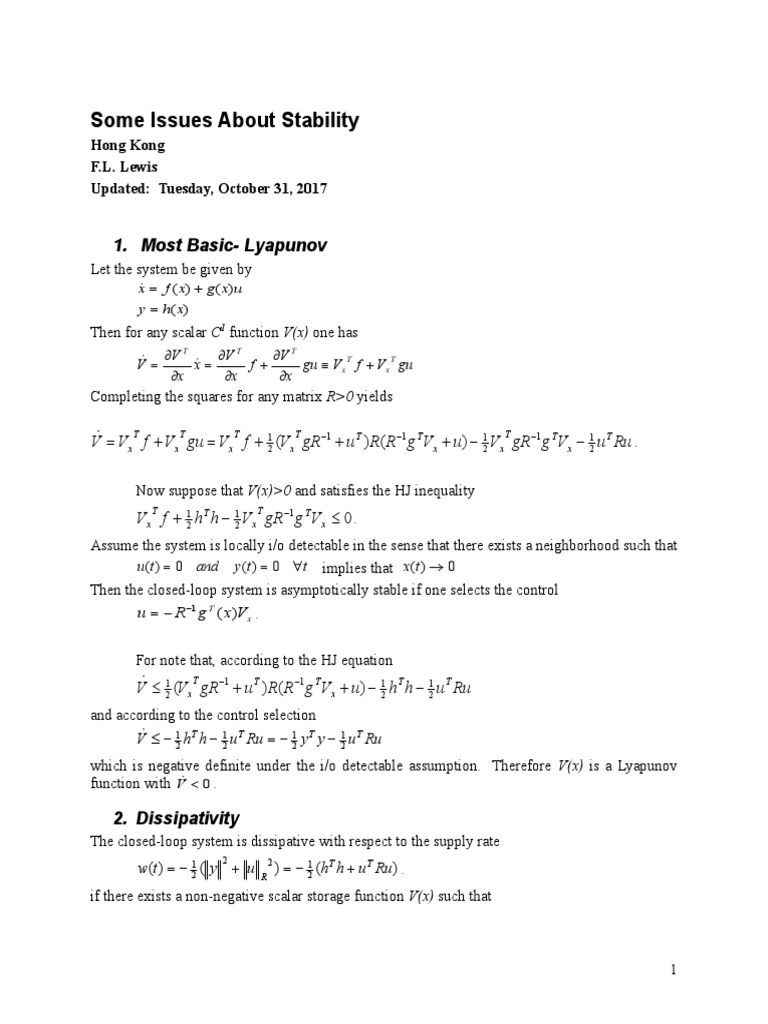 Some Issues About Stability | PDF | Stability Theory | Analysis