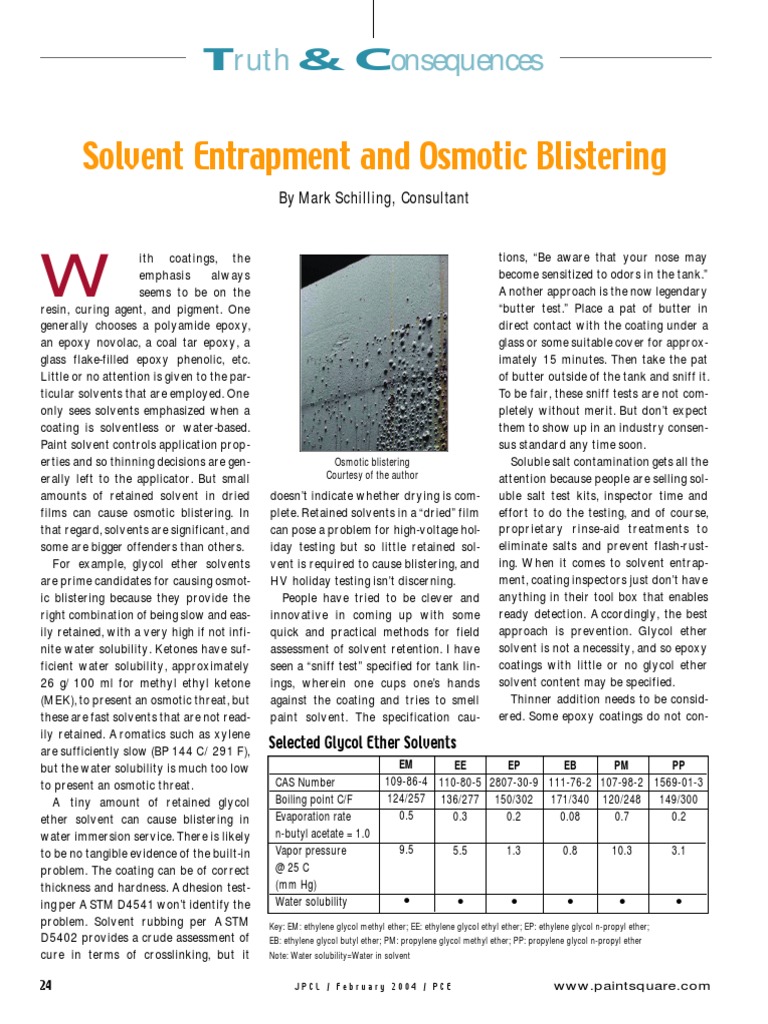 Truth and Consequences Solvent Entrapment and Osmotic Blistering PDF ...