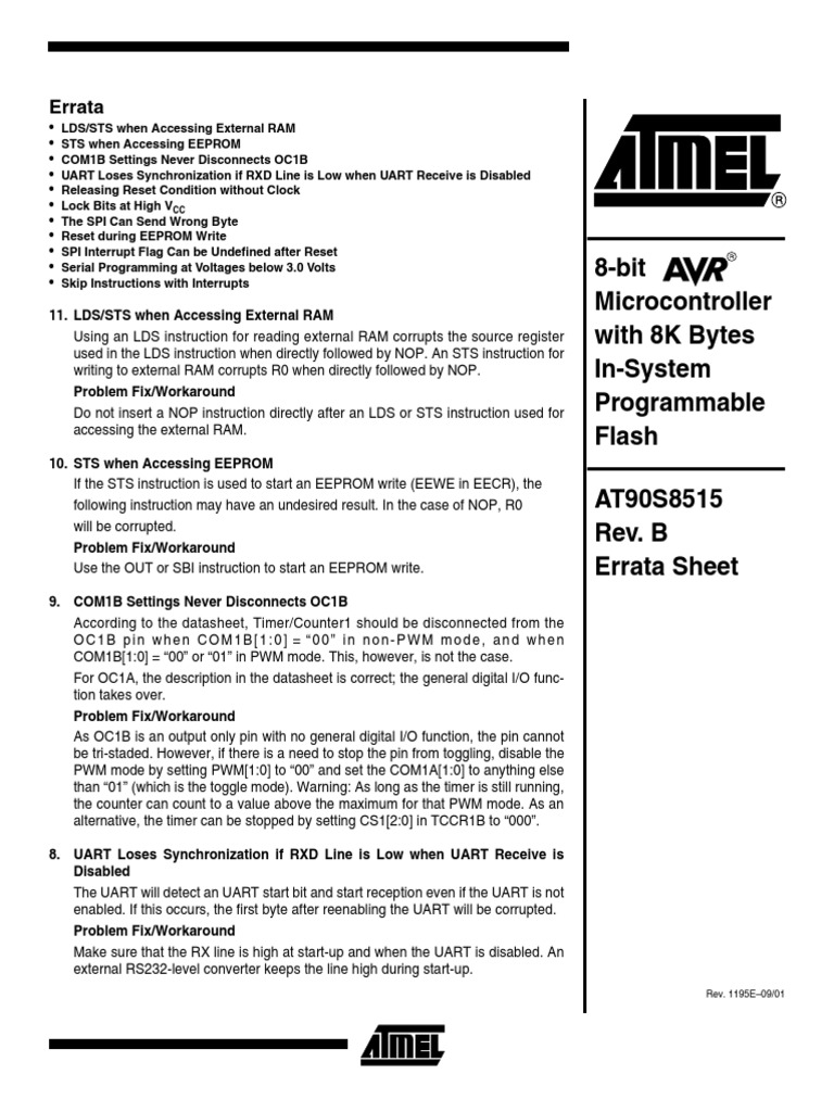 8-Bit Microcontroller With 8K Bytes In-System Programmable Flash ...