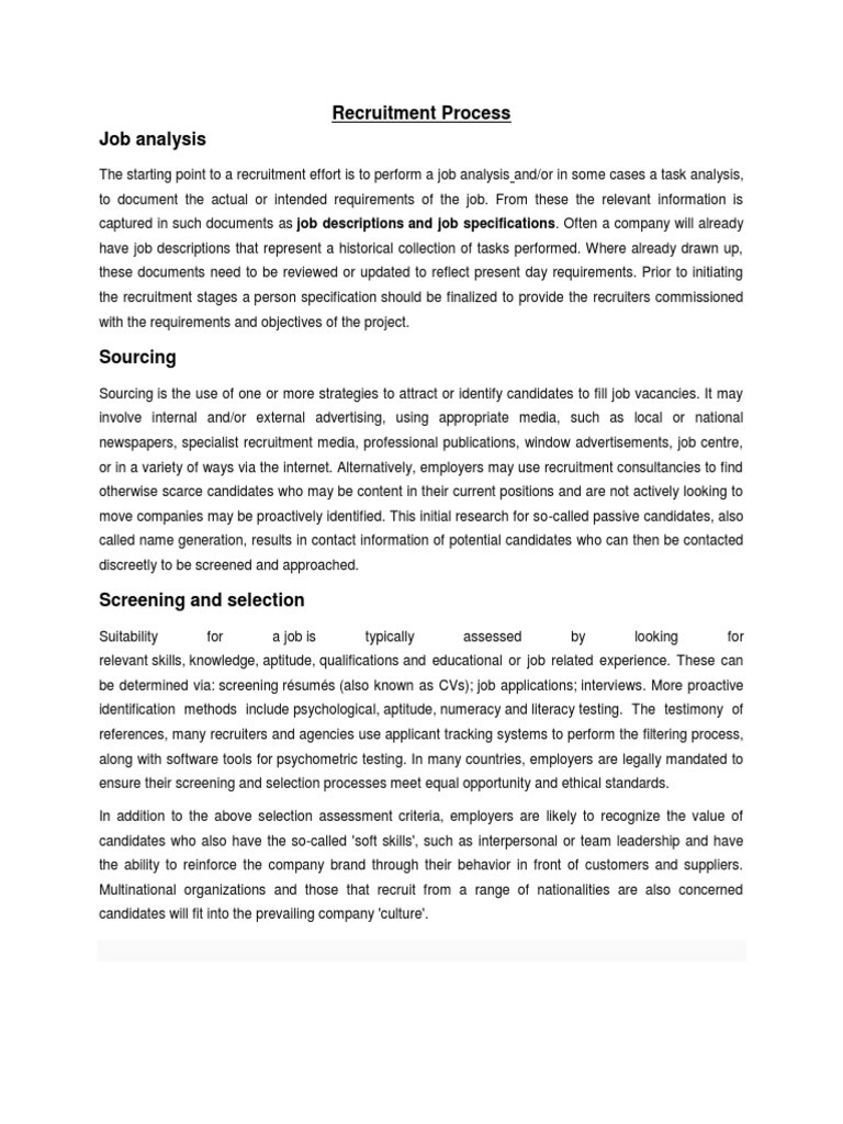 Recruitment Process Job Analysis | Download Free PDF | Recruitment ...