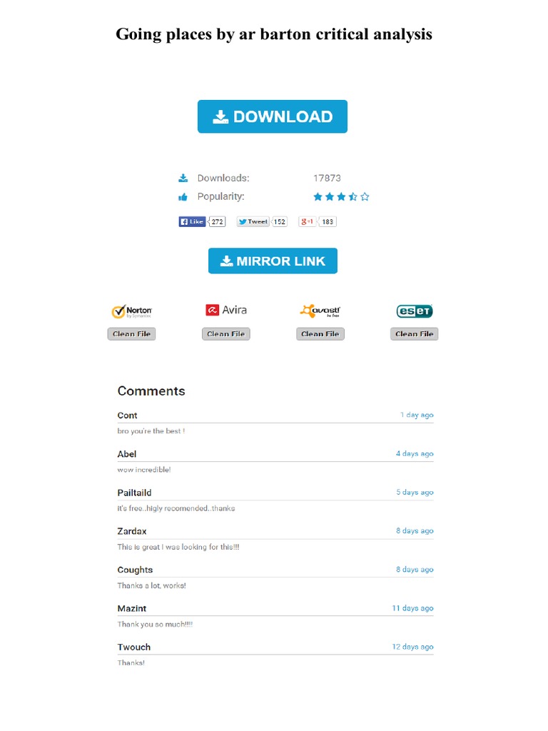 Going Places by Ar Barton Critical Analysis | PDF