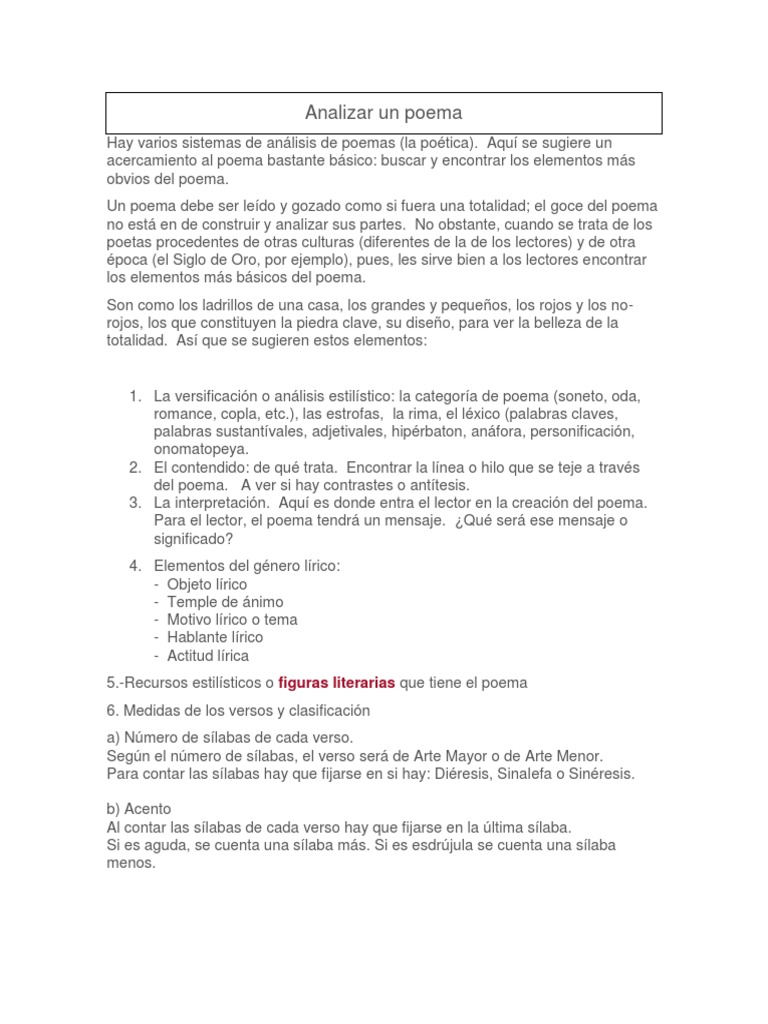 Analizar Un Poema | PDF | Rima | Poesía