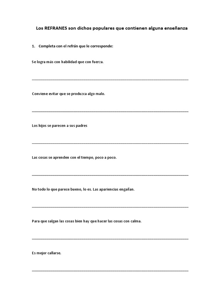 Refranes Populares y Sus Enseñanzas | PDF