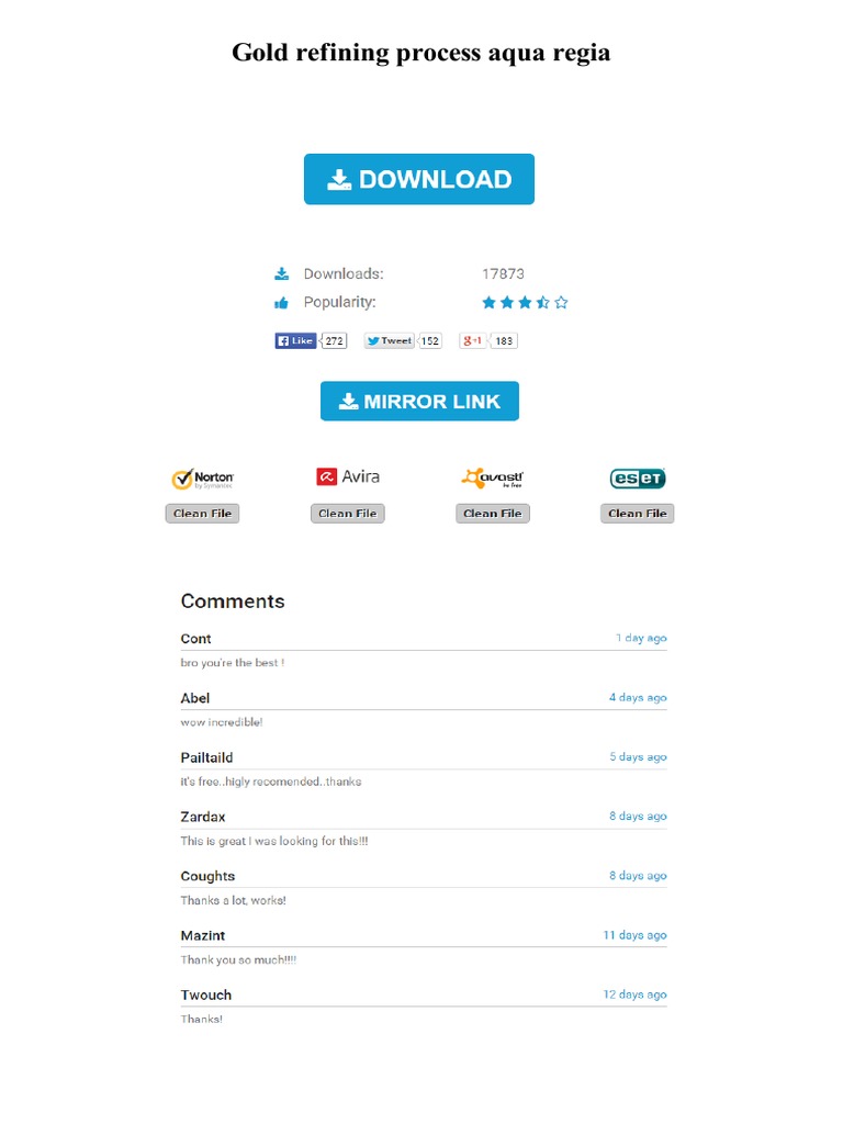 Gold Refining Process Aqua Regia | Gold | Chemical Compounds