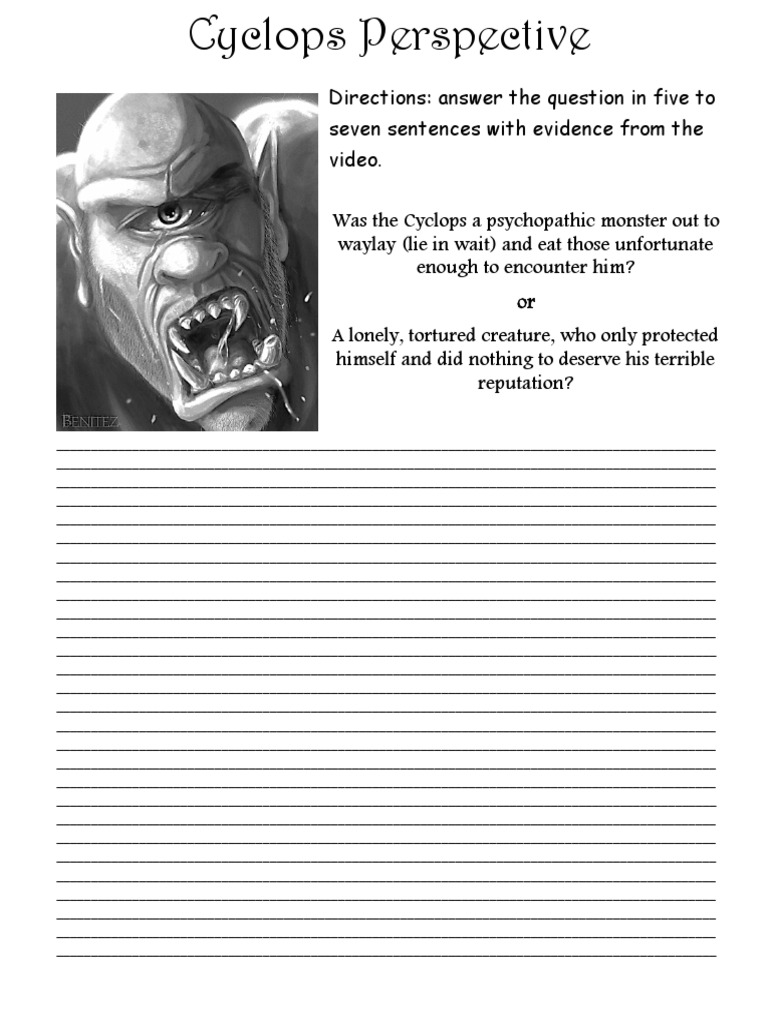 Cyclops Pov Writing | PDF | Leisure