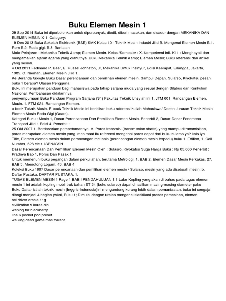 Buku Elemen Mesin 1 | PDF