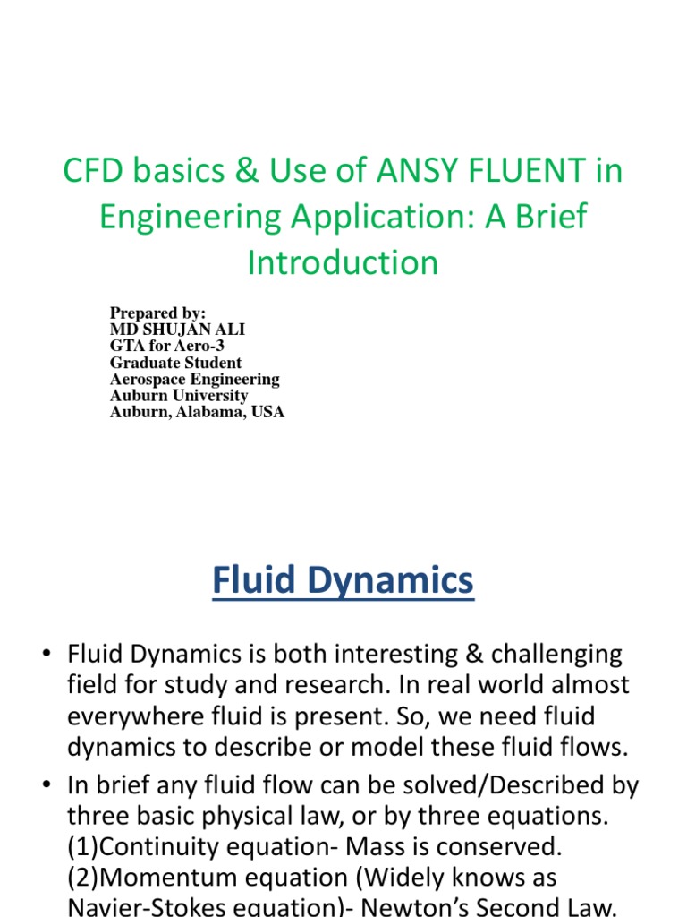 CFD Basics & Use of ANSY FLUENT in Engineering Application: A Brief | PDF | Computational Fluid ...
