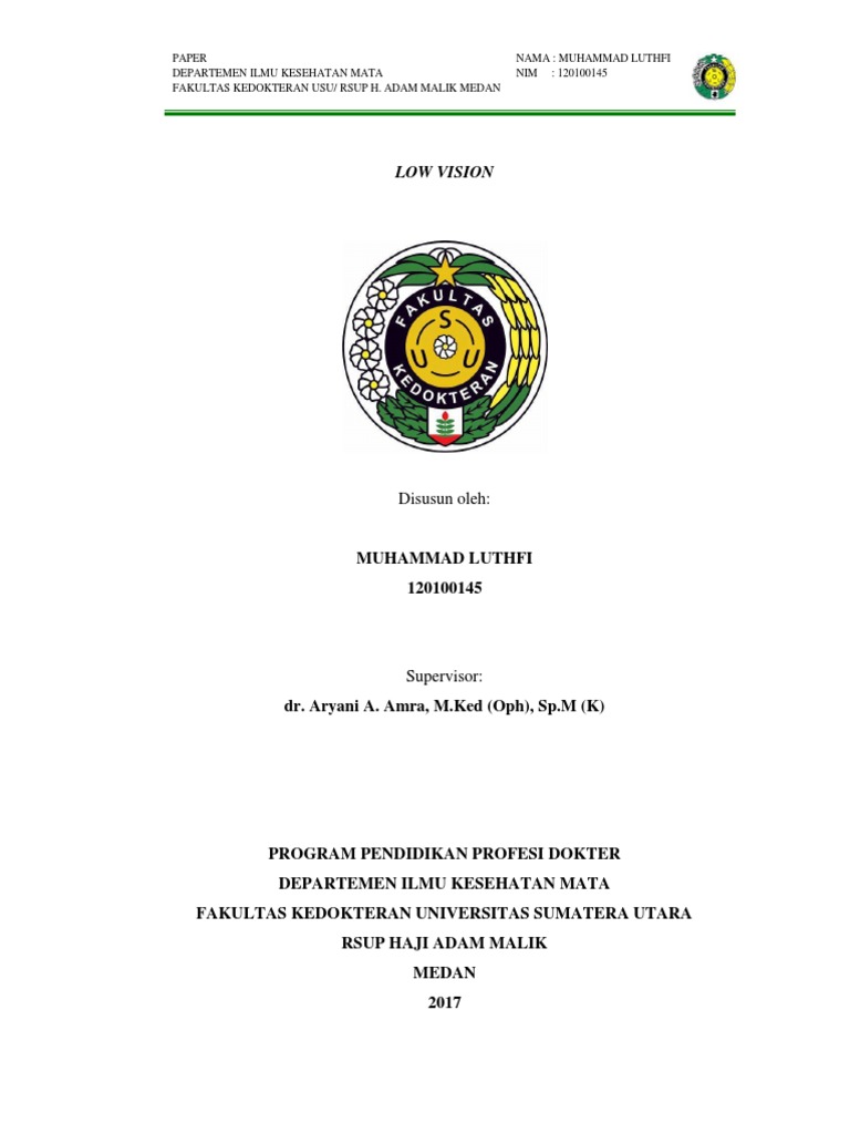 Pemahaman tentang Low Vision dan Penanganannya | PDF