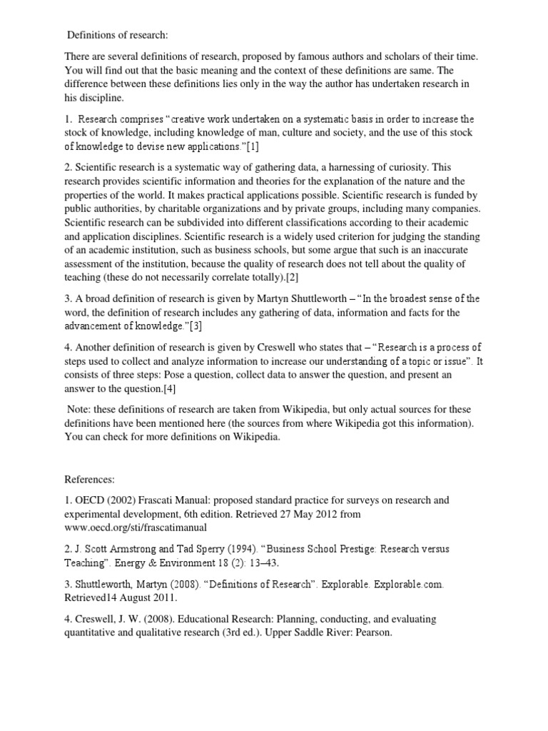 Definitions of Research | PDF | Methodology | Academic Discipline ...