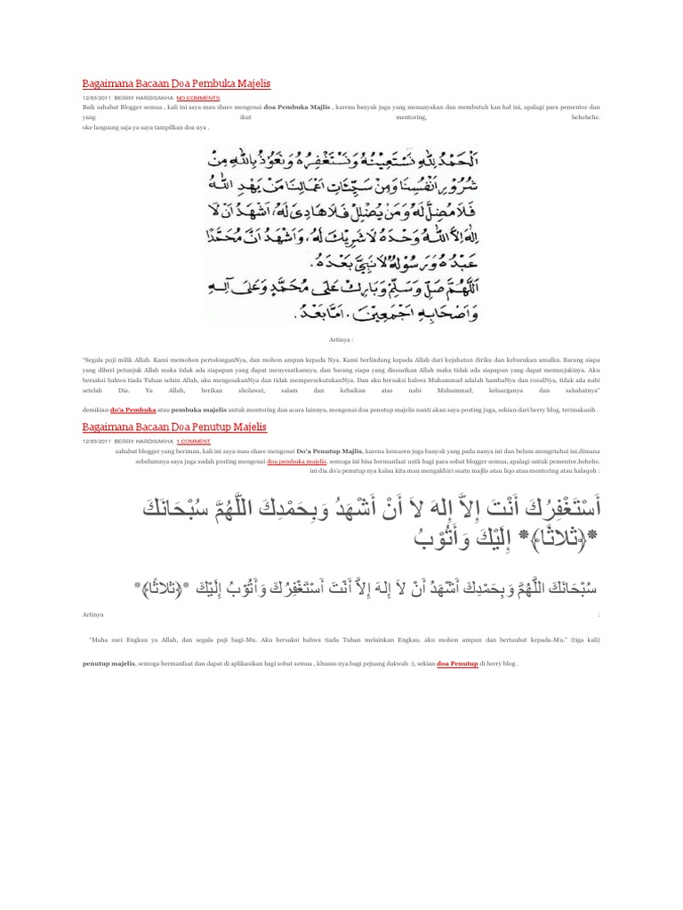 Bacaan Doa Pembuka Dan Penutup Majelis | PDF