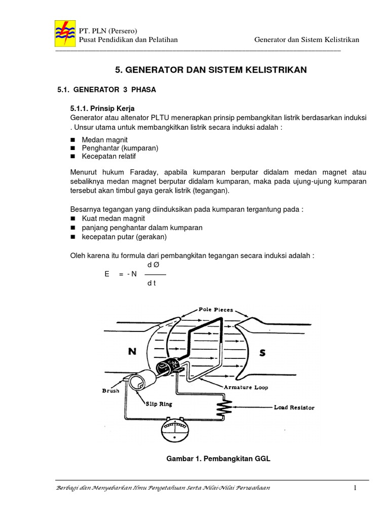Prinsip dan Komponen Generator Listrik | PDF