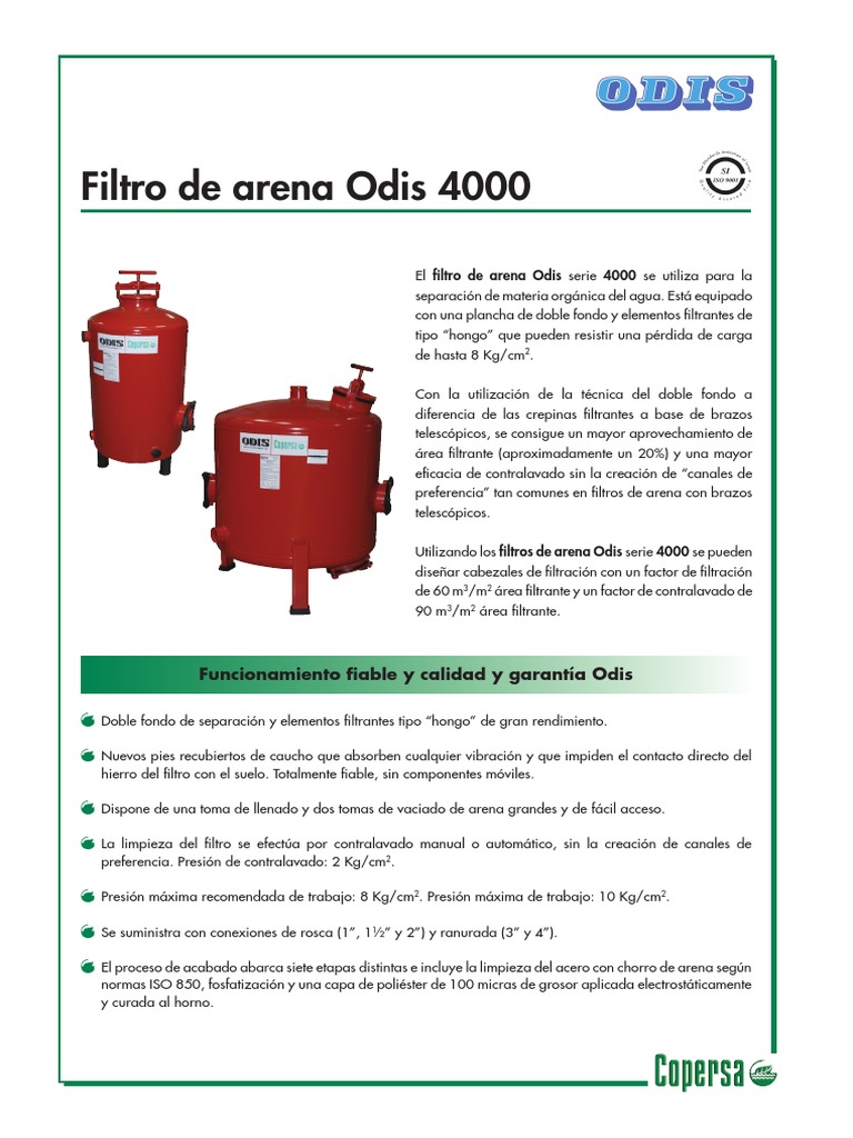 Filtro Odis 4000 | PDF | Filtración | Química
