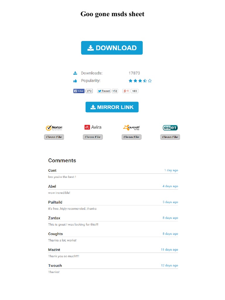 Goo Gone Msds Sheet | PDF | Safety | Prevention