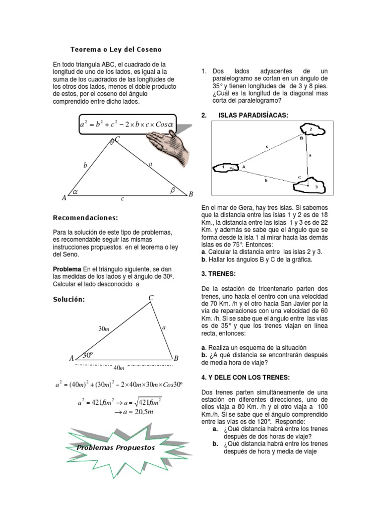 Teorema o Ley Del Coseno | PDF | Triángulo | Enseñanza de matemática