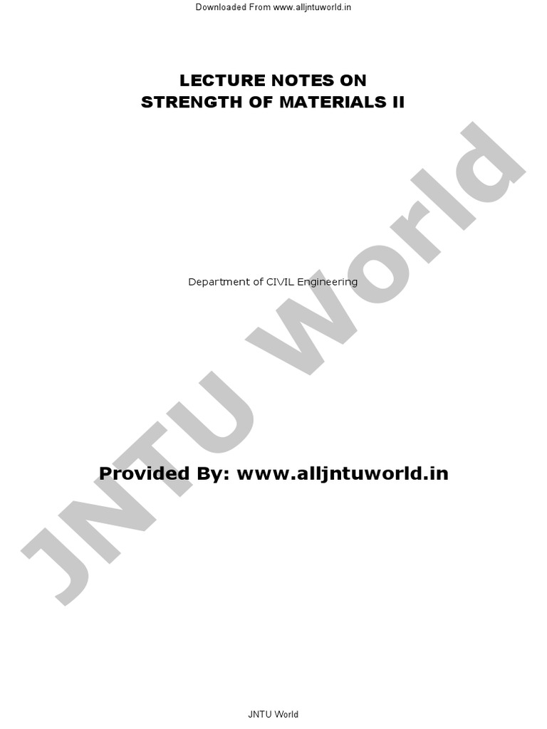SOM 2 Lecture Notes PDF | PDF | Bending | Yield (Engineering)