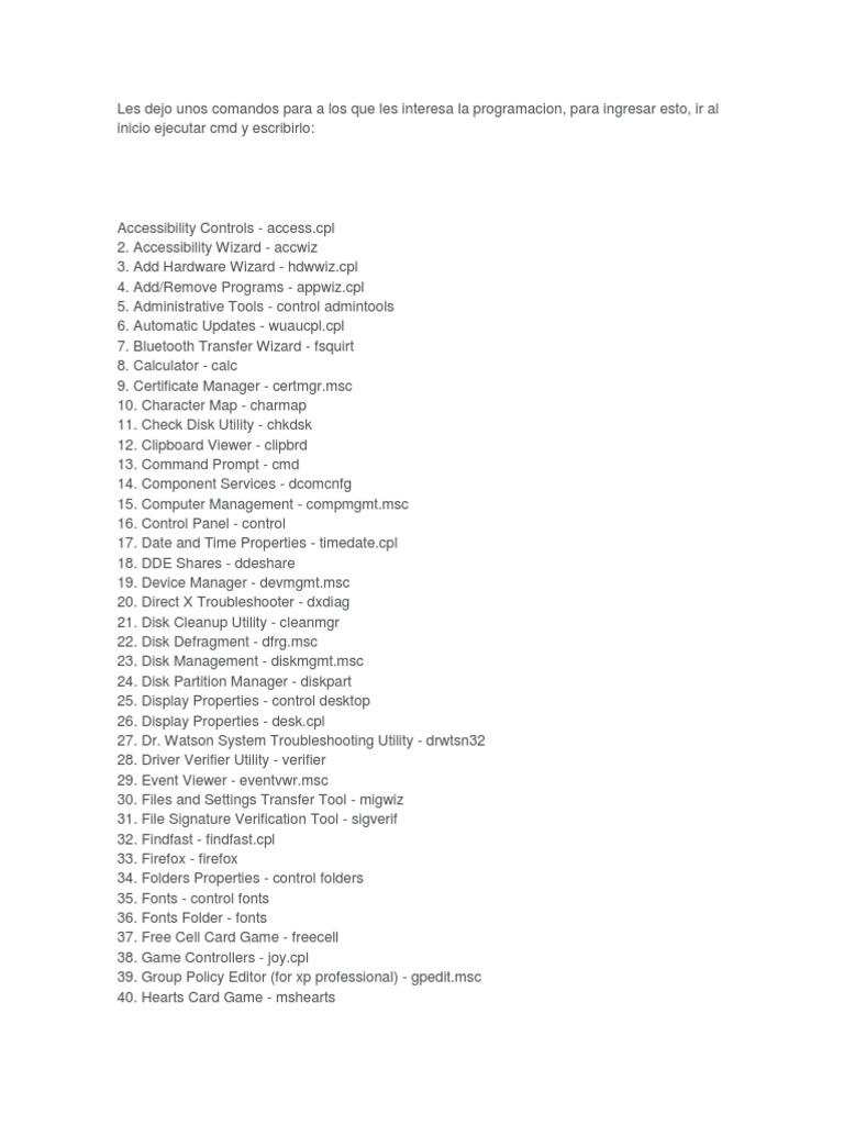 Comandos CMD | PDF | Computer File | Command Line Interface