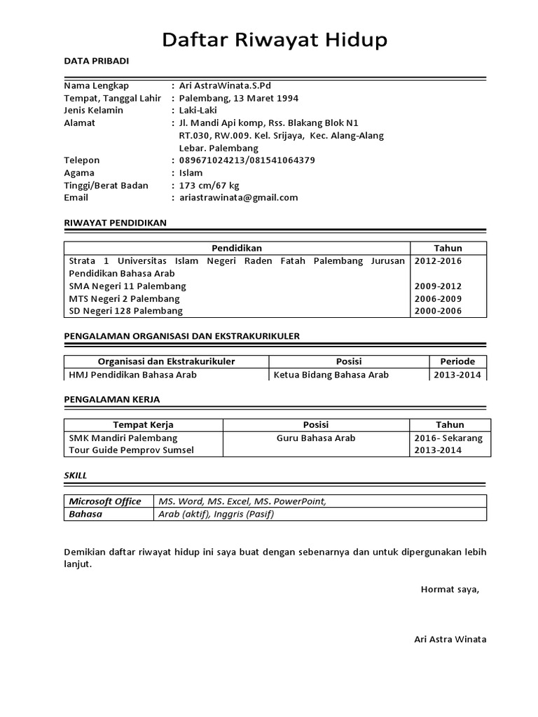 CV Ari Astrawinata | PDF