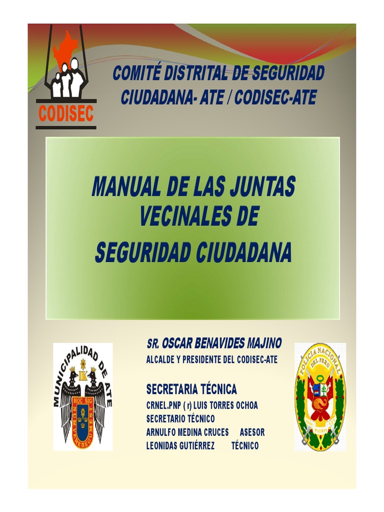 manual_juntas_vecinales_de_seguridad_ciudadana_codisec_ate.pdf | Defensa Civil | Policía ...