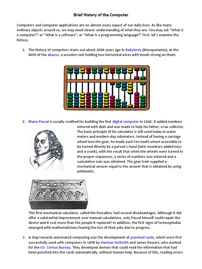 Brief History of The Computer | PDF | Computer Data Storage | Computer ...