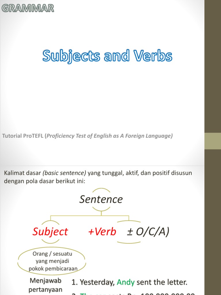 Grammar Unit 1 - Subject and Verb | PDF | Language Arts & Discipline
