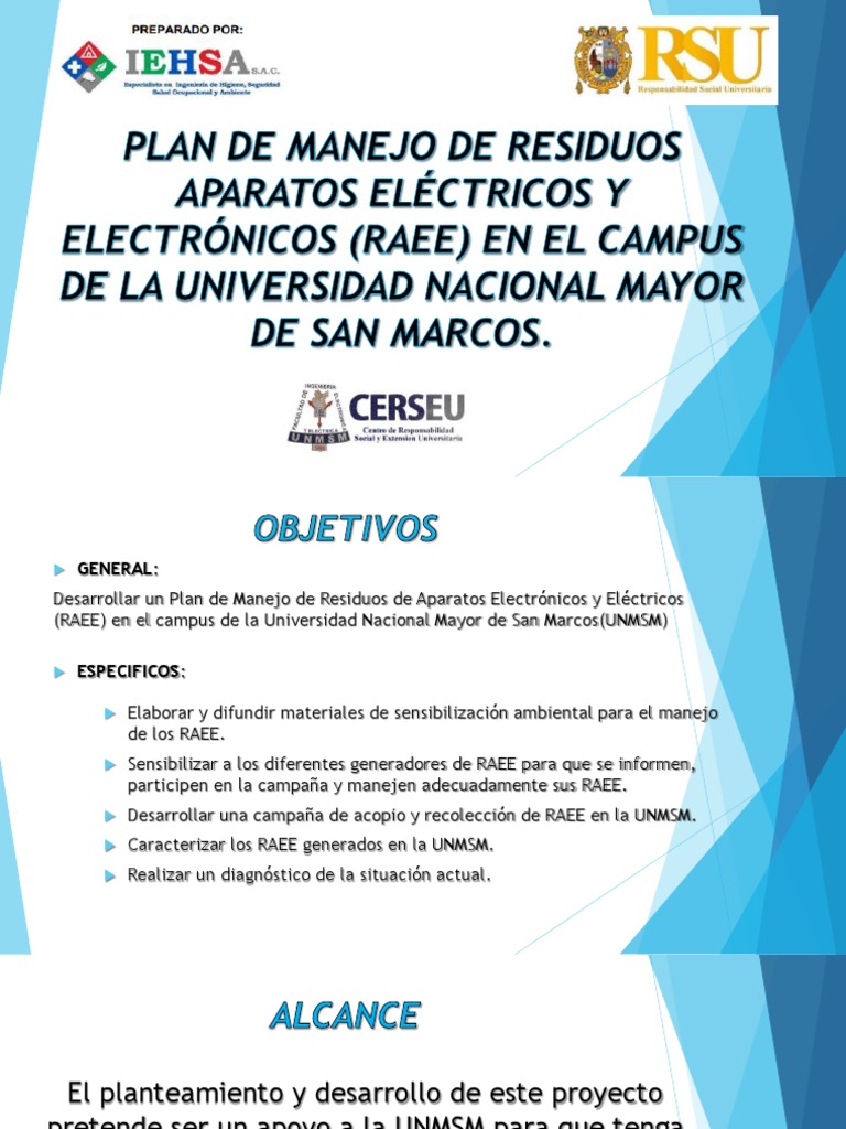 Manejo de RAEE en UNMSM: Plan y Estrategias | PDF | Residuos | Publicidad