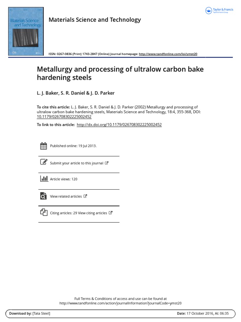 Bake Hardening Steel | PDF | Dislocation | Steel
