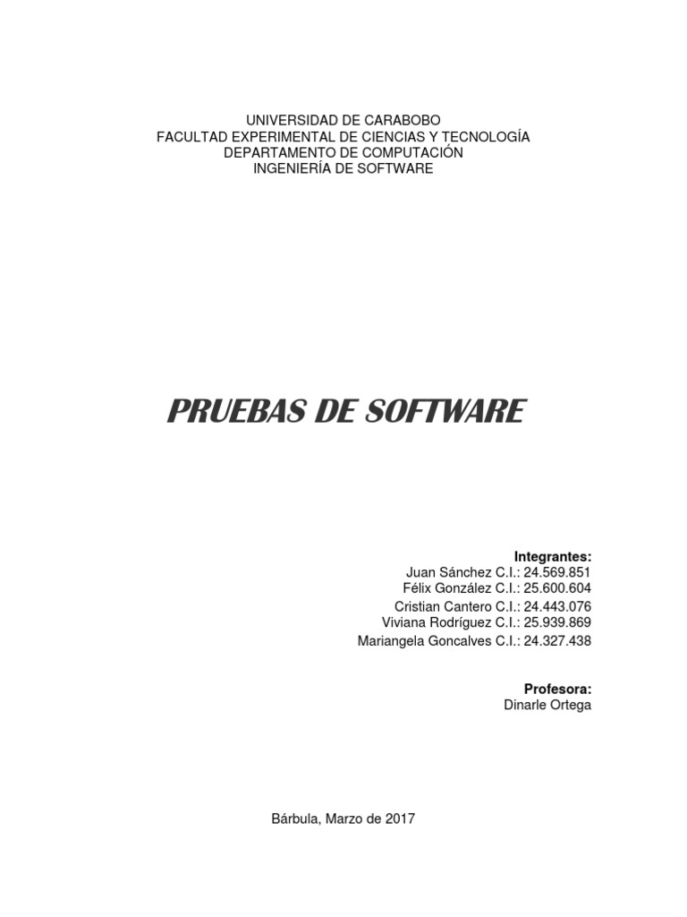 Pruebas de Software | PDF | Desarrollo guiado por pruebas | Ingeniería ...