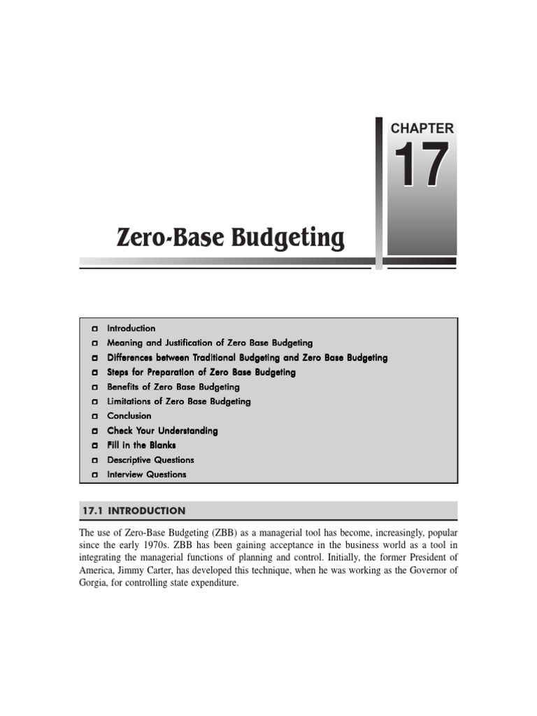 Chapter 17 Zero-Base Budgeting | PDF | Economics | Economies