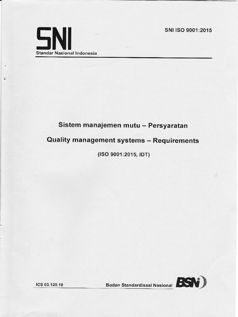 Sni Iso 9001 2015