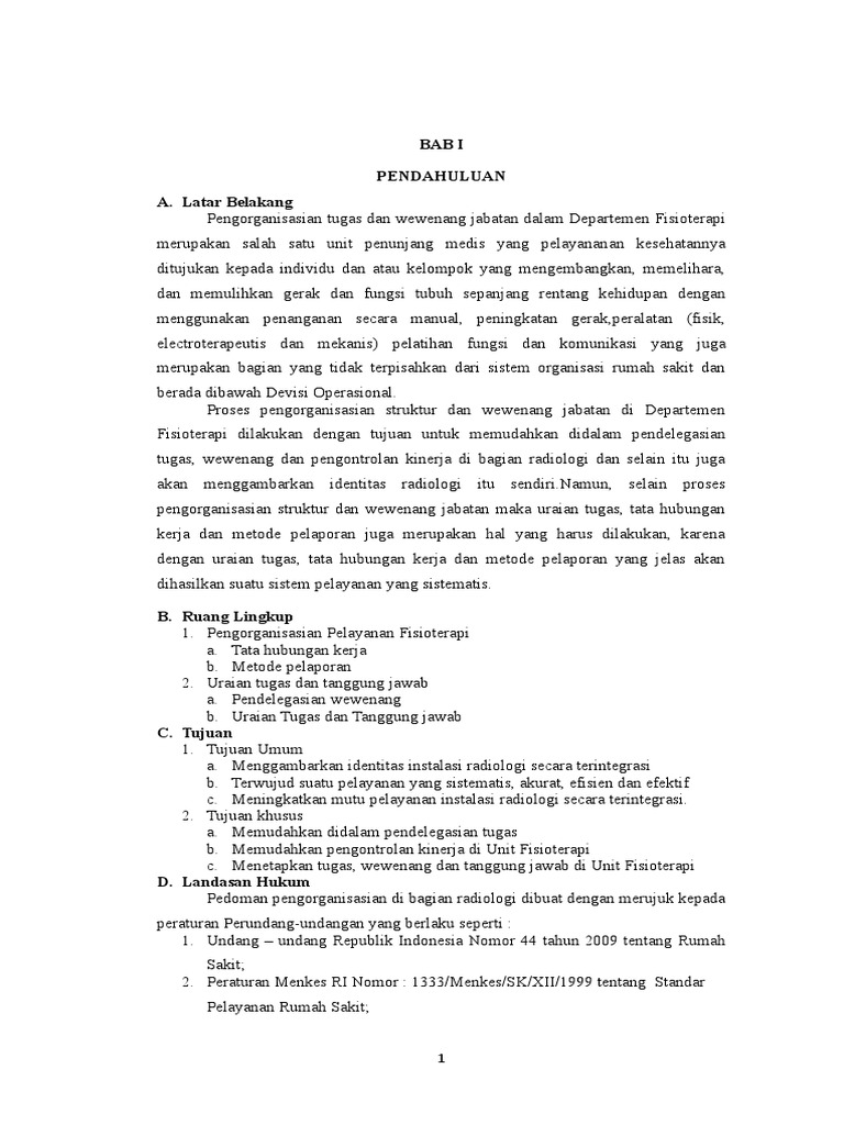 Pedoman Pengorganisasian Fisioterapi | PDF