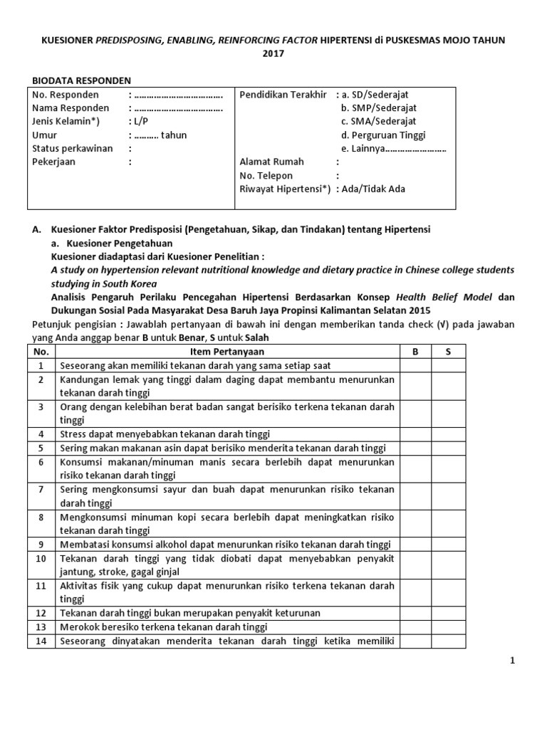 Kuesioner Self Efficacy - Riset