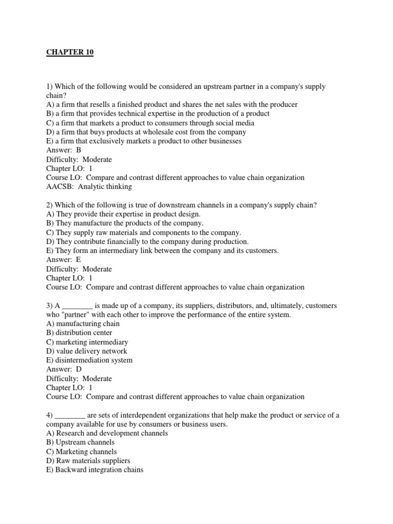 Chapter 10 Book Quiz | PDF | Retail | Warehouse