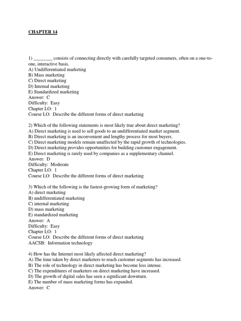 Chapter 14 Book Quiz | PDF | Direct Marketing | Social Media Marketing