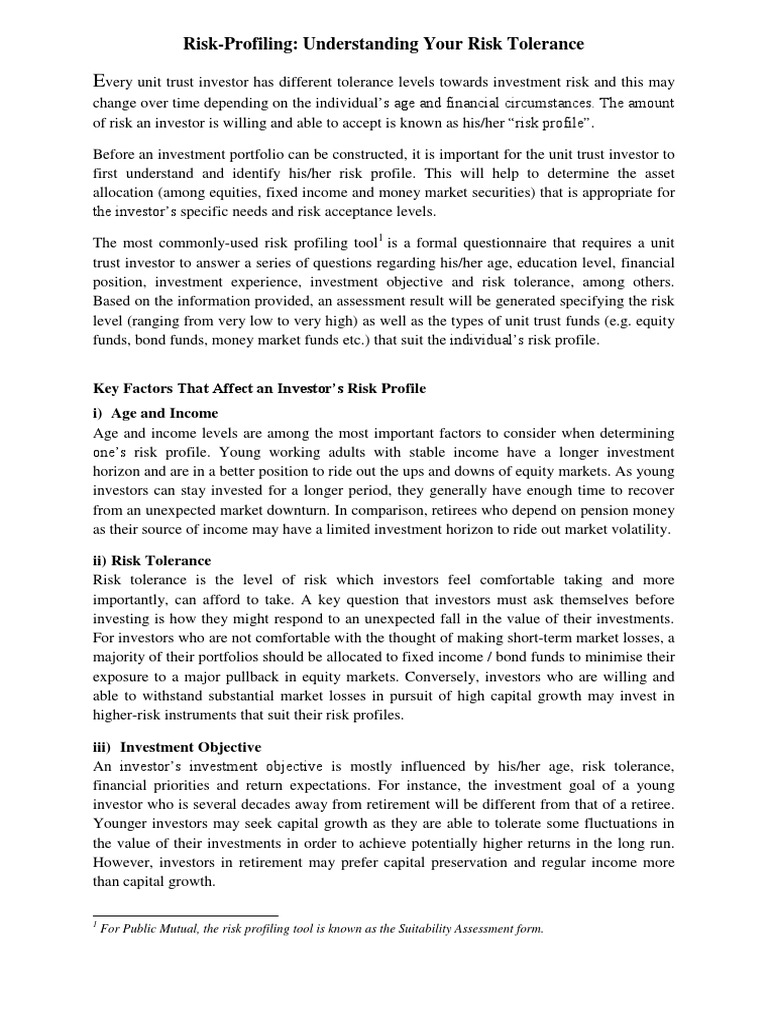 Risk-Profiling - Understanding Your Risk Tolerance Towards Investing ...