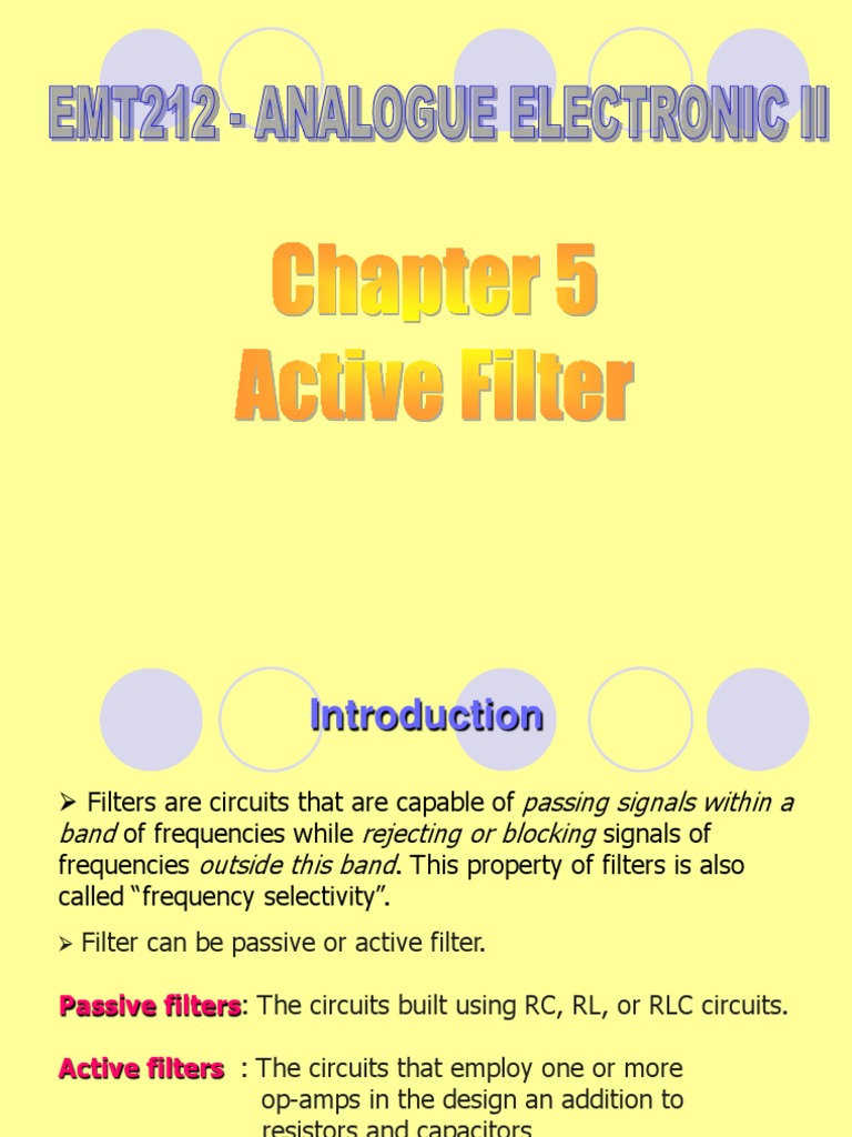Chapter 5 Active Filter | PDF | Electronic Filter | Low Pass Filter