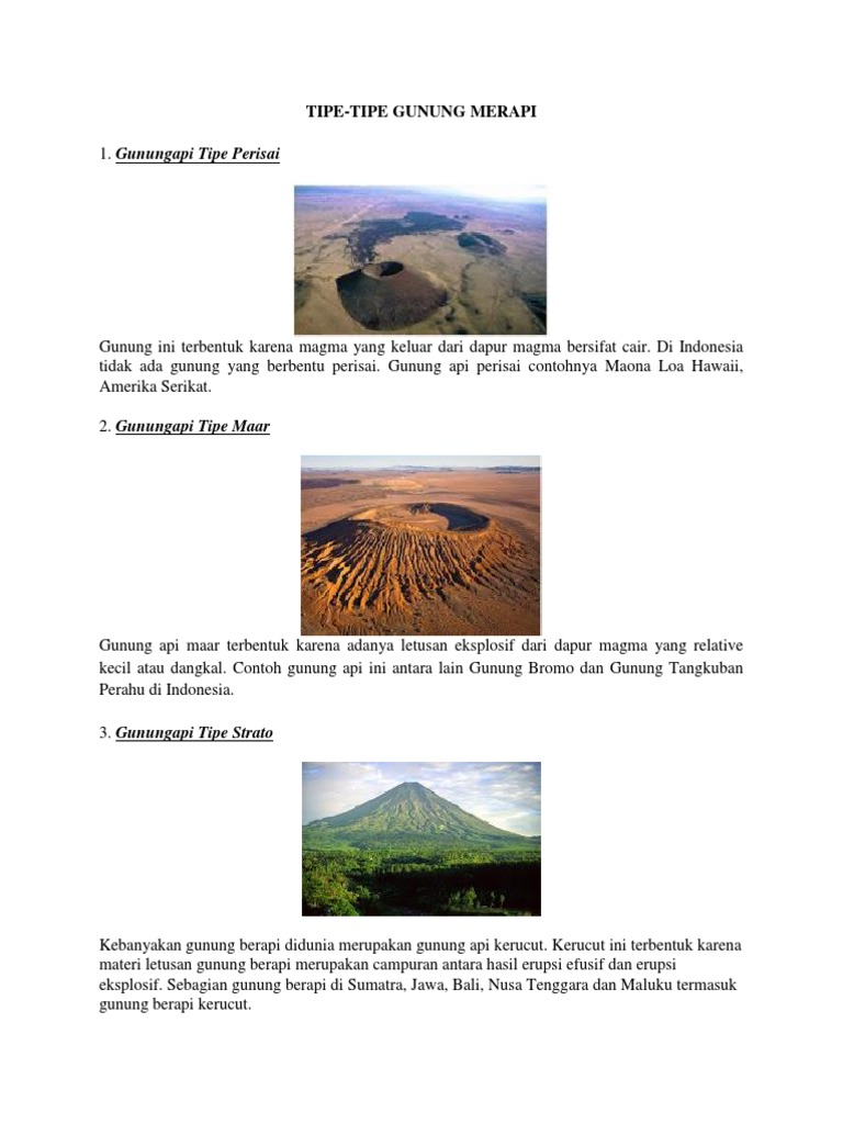 Tipe-Tipe Gunung Berapi di Indonesia | PDF
